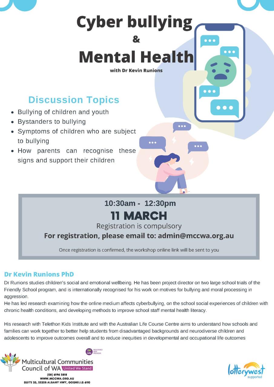 Cyber Bullying and Mental Health workshop » Shire of Serpentine Jarrahdale