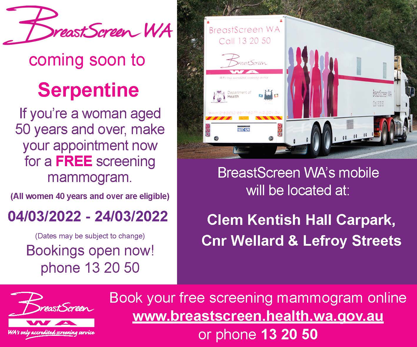 BreastScreen WA » Shire of Serpentine Jarrahdale